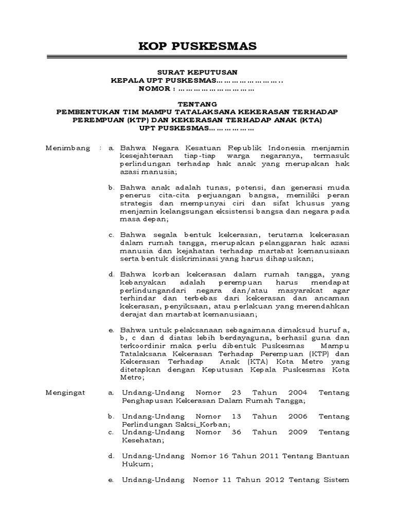 Contoh SK KTP & Kta Puskesmas | PDF
