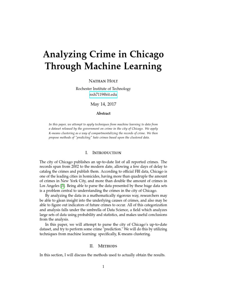Applying K-Means Clustering and Machine Learning Techniques to Predict Hate Crimes Using Chicago ...