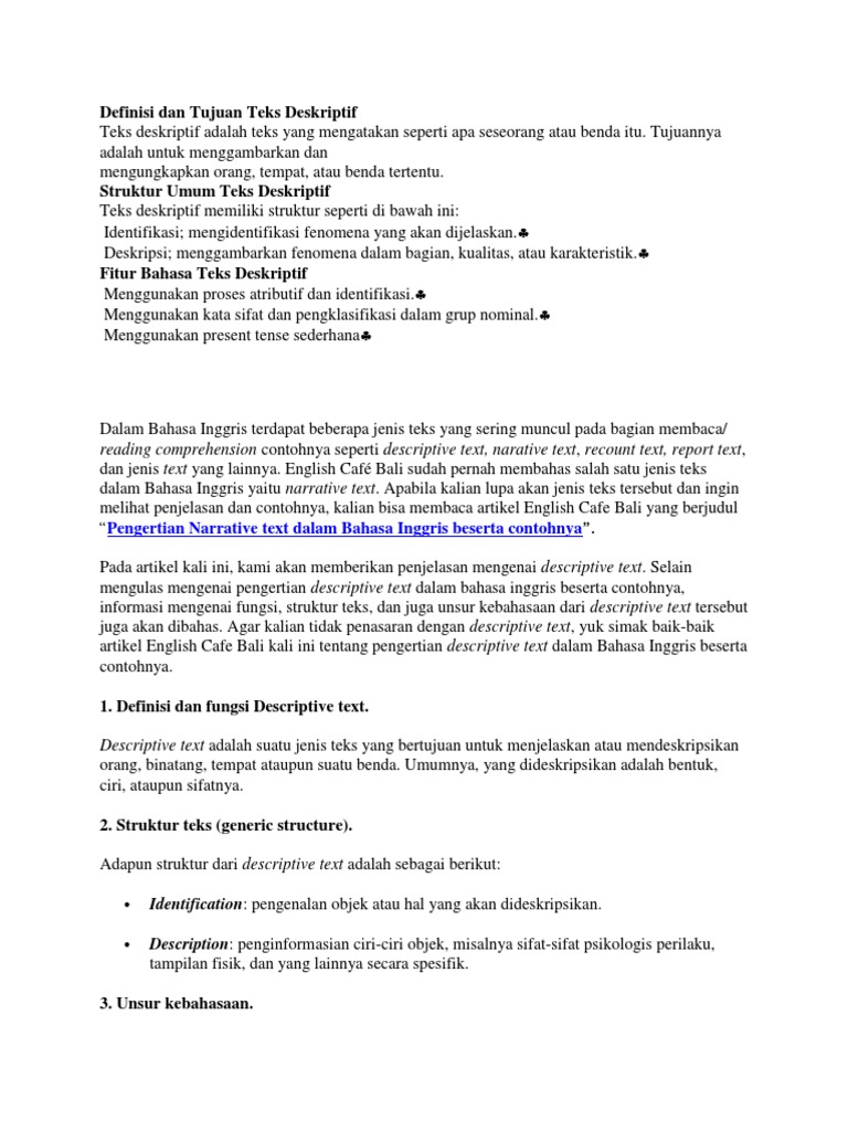 Teks Deskriptif | PDF