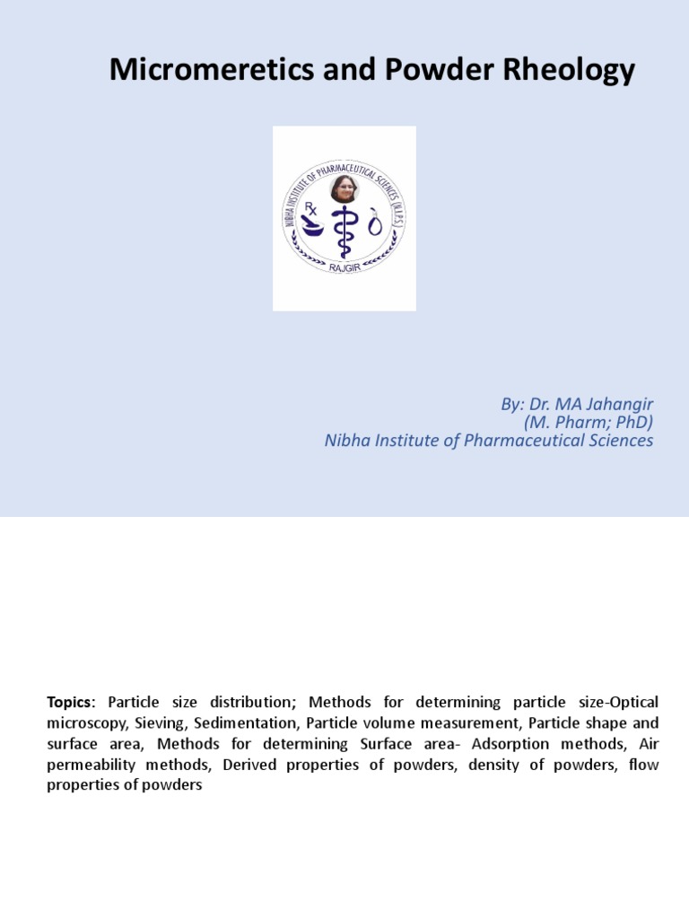 Micromeretics and Powder Rheology | PDF | Reynolds Number | Laminar Flow