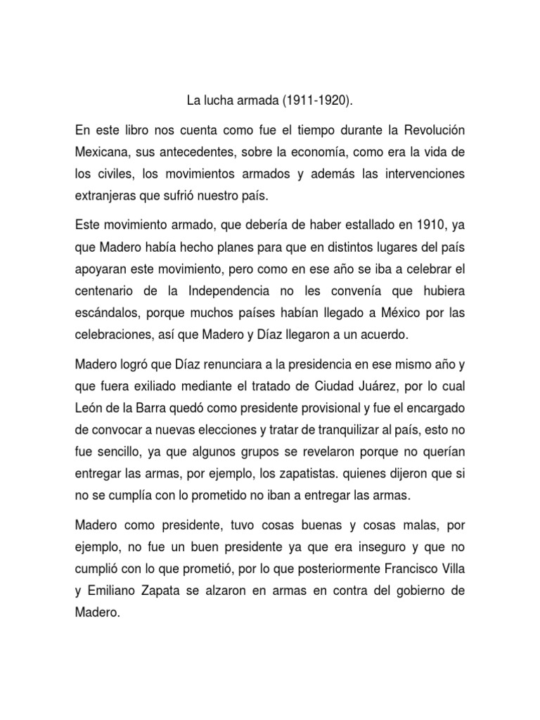 Revolución Mexicana: Lucha Armada 1911-1920 | PDF | México | Militar