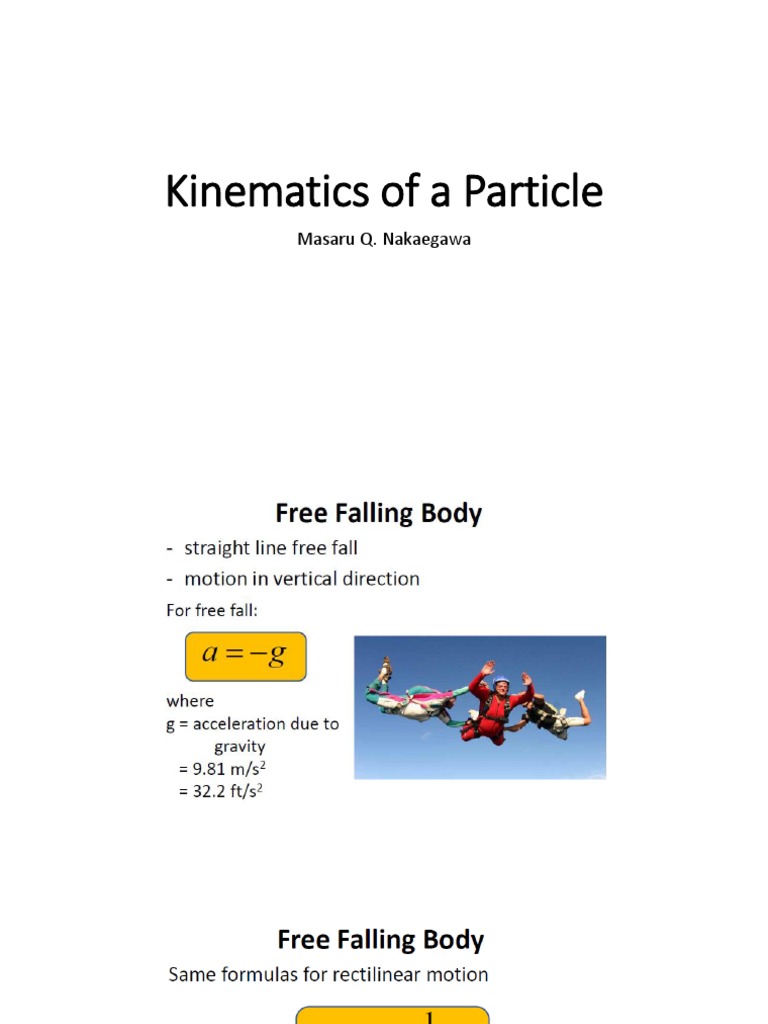 Lecture 2 Kinematics of Particle Free Falling Bodies | PDF | Applied ...