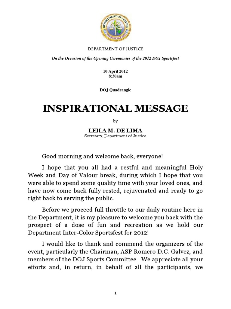 0410-Inspirational Message For Sportsfest | PDF | Sports