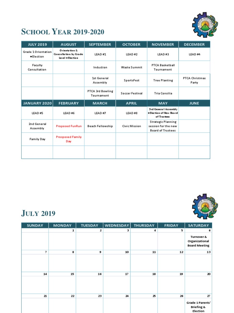 DBTC PTCA 2019-20 Calendar | PDF | Christian Worship And Liturgy | Holidays