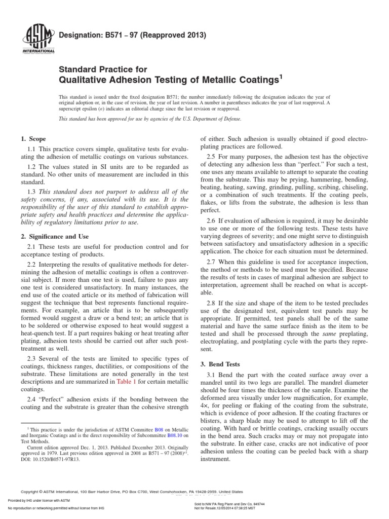 ASTM B 571 Yr 97 R 13 PDF | PDF | Adhesion | Fracture