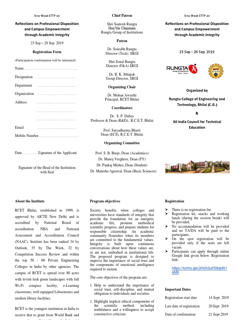 One Week STTP Brochure - Link | PDF