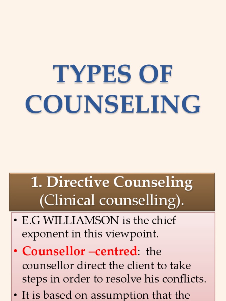 Types of Counseling | PDF | Counseling Psychology | Psychotherapy