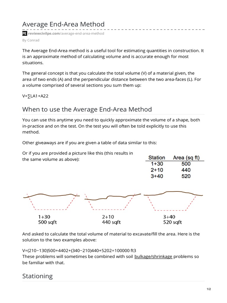 Average End-Area Method PDF | PDF Average End-Area Method PDF | PDF