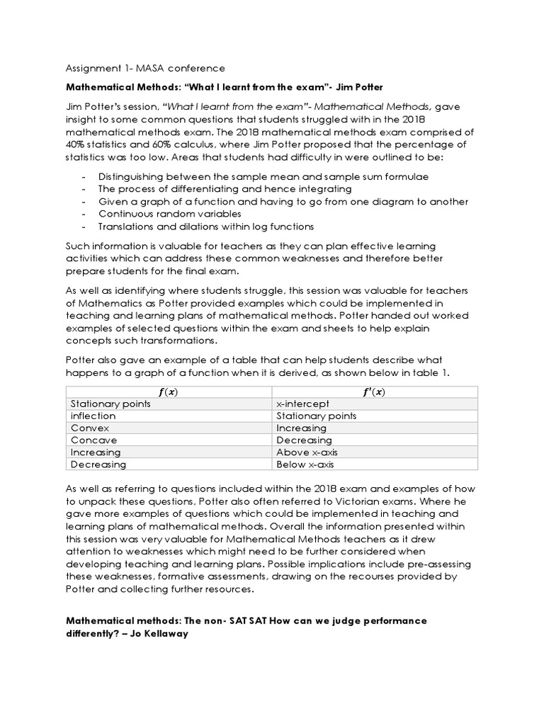 Assignment 1 - Maths | PDF | Sat | Teaching Mathematics