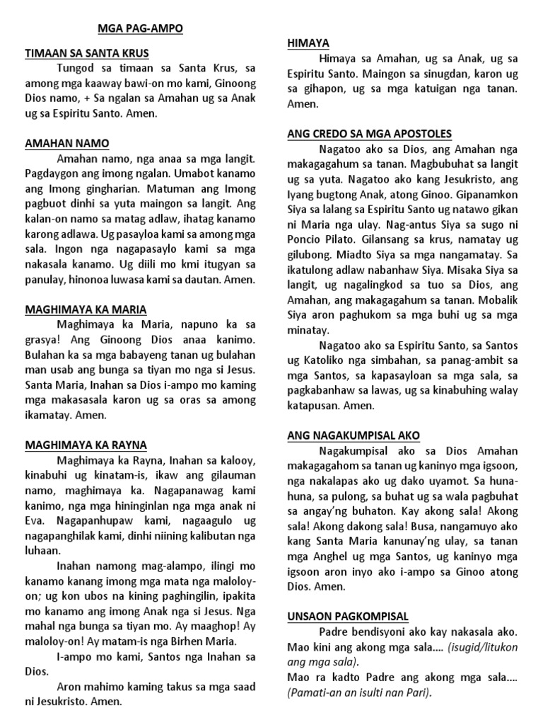 Katekista-Komunyon Prayers | PDF