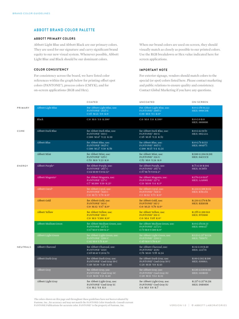 Abbott_Brand_Colors_Only_V1-0.pdf | Image Processing | Artistic ...