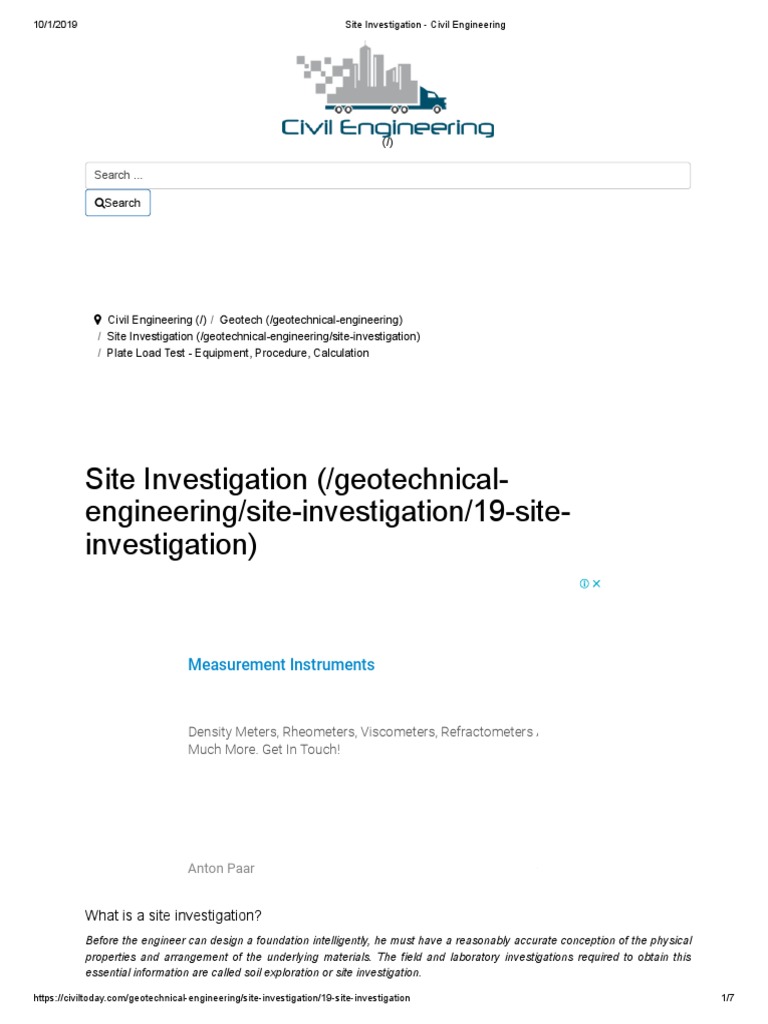 Site Investigation | PDF | Foundation (Engineering) | Geotechnical ...