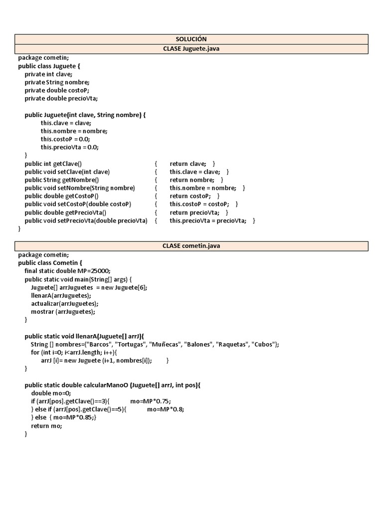 Ejercicio Clases en Java Introduc A La Programacion | PDF