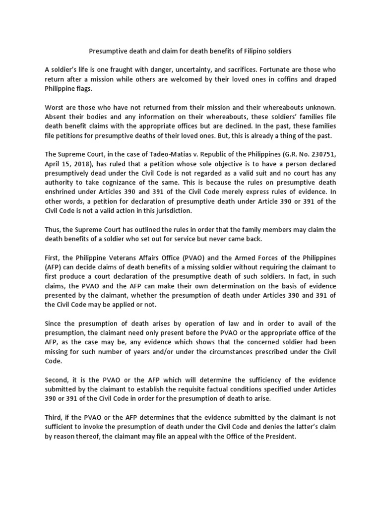 Presumptive Death | PDF | Public Sphere | Common Law