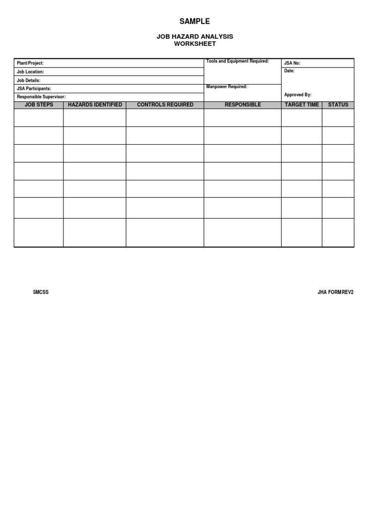05 5MCSS Jsa Form Rev2 | PDF
