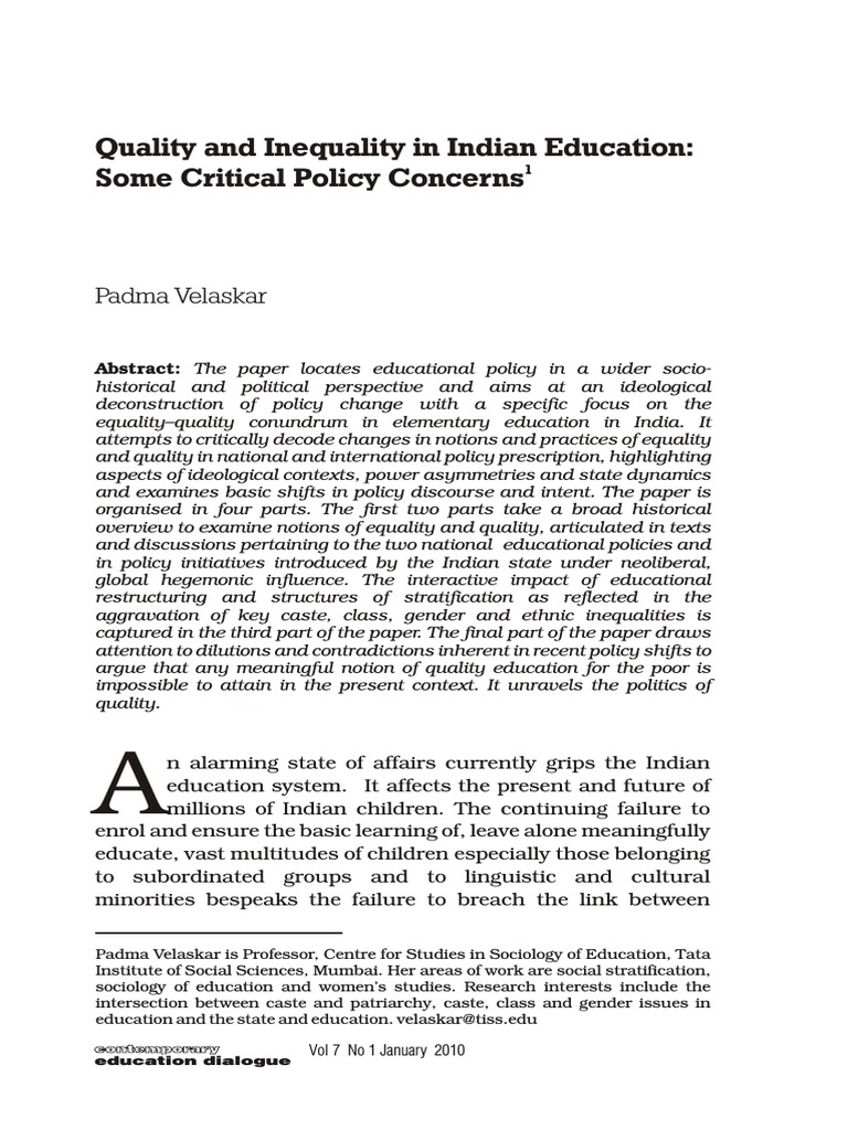 Velaskar Quality and Inequality | PDF | Egalitarianism | Equal Opportunity