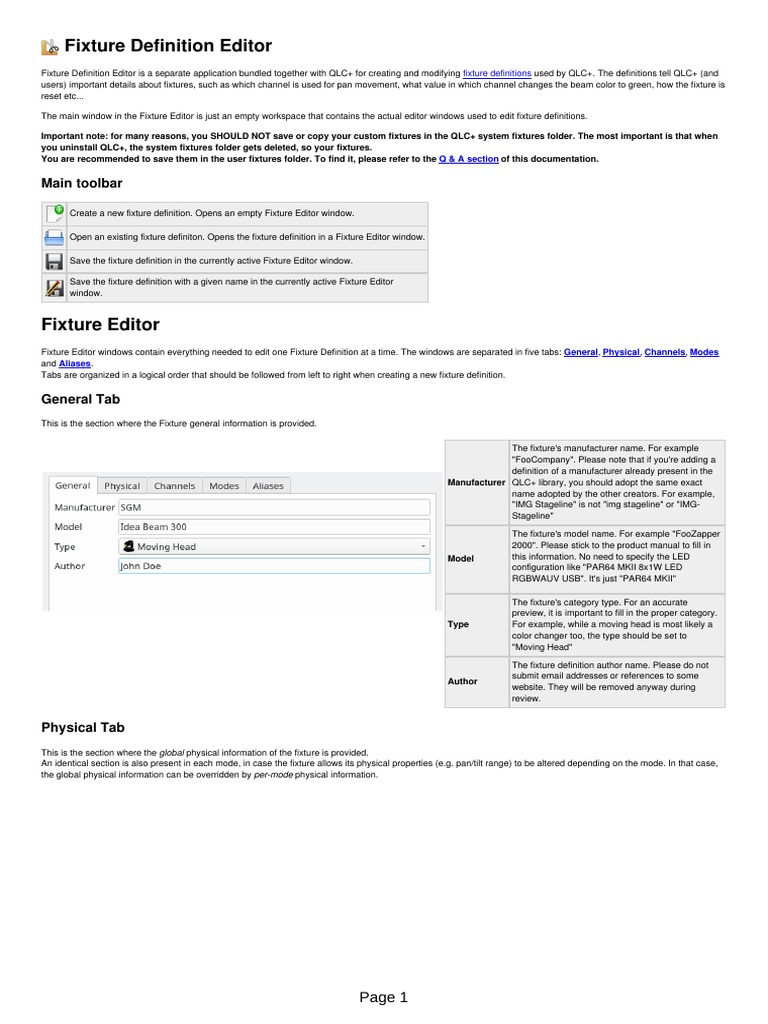 Fixture Definition Editor Essentials | PDF | Light | Computing And ...