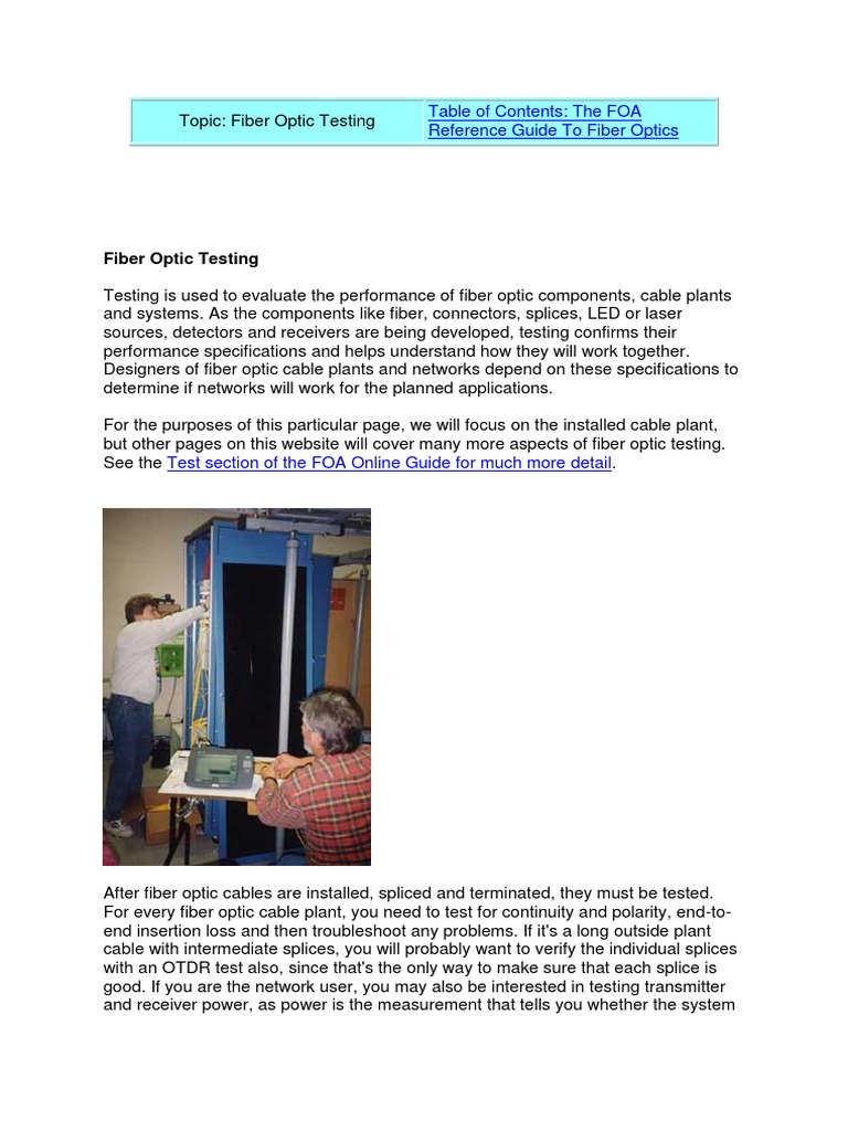 Fiber Optic Testing | Download Free PDF | Optical Fiber | Calibration