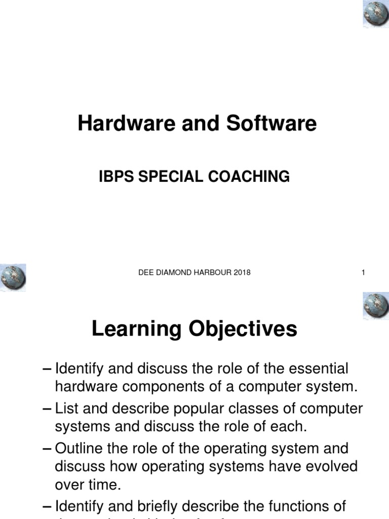 Hardware and Software: Ibps Special Coaching | PDF | Operating System | Computer Data Storage