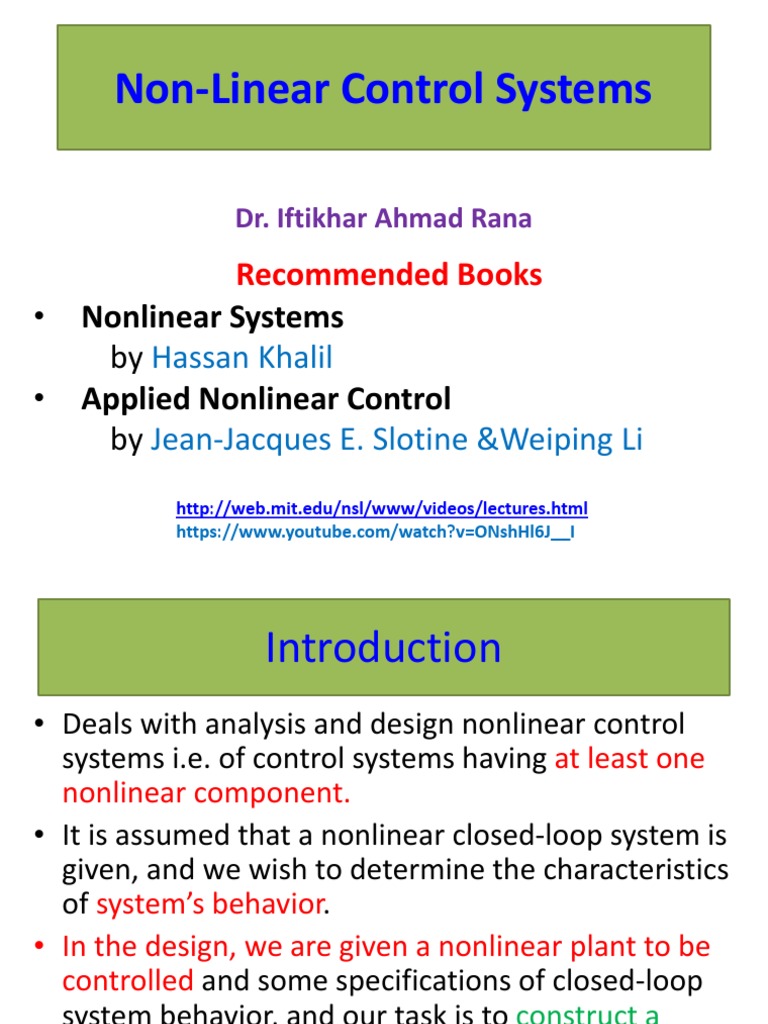 Introduction To Non Linear System | PDF | Control Theory | Nonlinear System