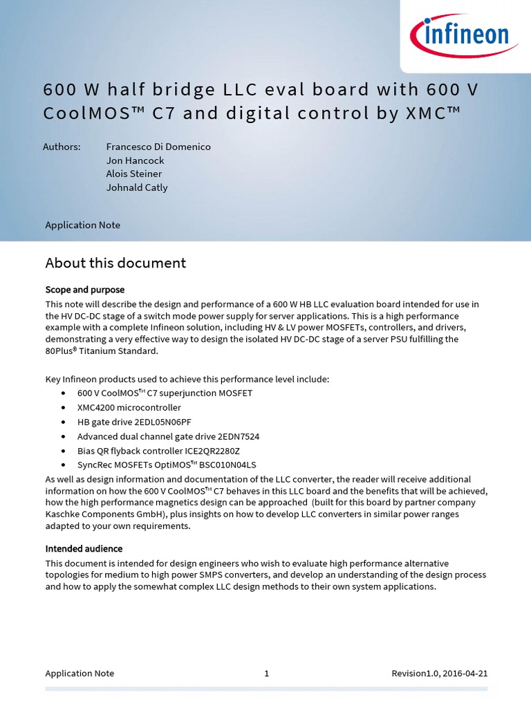600 W Half Bridge LLC Eval Board | PDF | Mosfet | Field Effect Transistor
