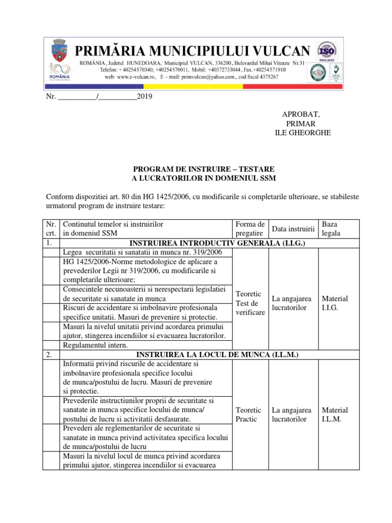 Program Anual Instruire-Testare | PDF