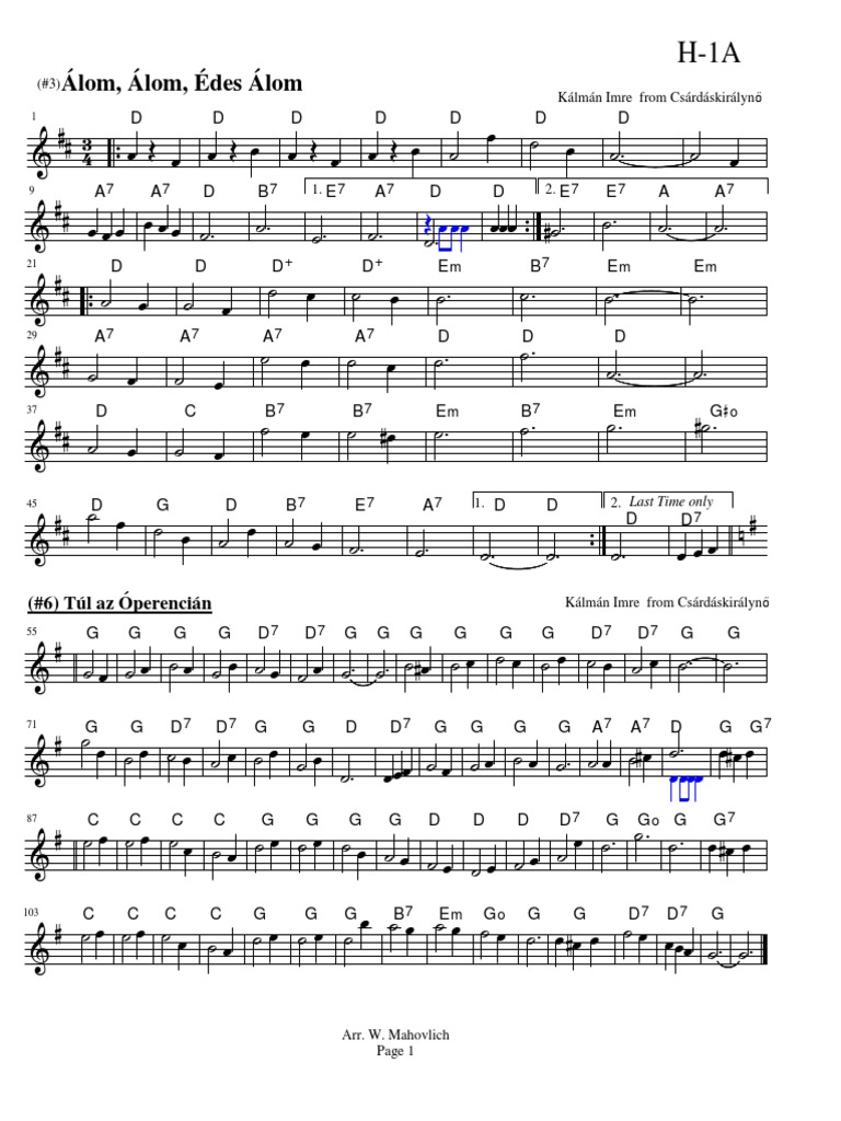 Alom Alom Edes Alom Hungarian Waltz | PDF