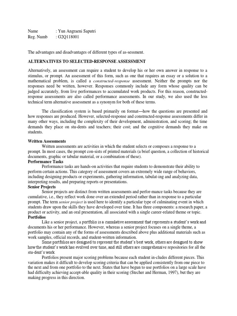 Alternatives To Selected-Response Assessment | PDF | Multiple Choice ...