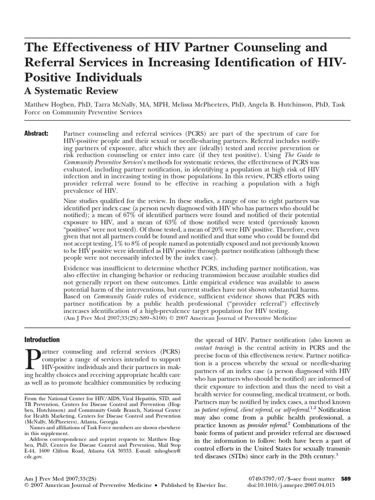 The Effectiveness of HIV Partner Counseling and Referral Services in ...