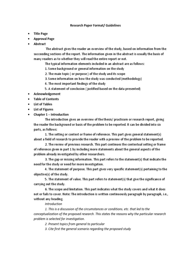 Research Paper Format/ Guidelines Title Page Approval Page | PDF ...
