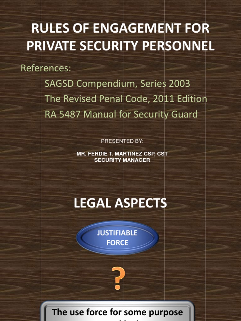 Rules of Engagement for Security Guards | PDF | Deadly Force | Firearms