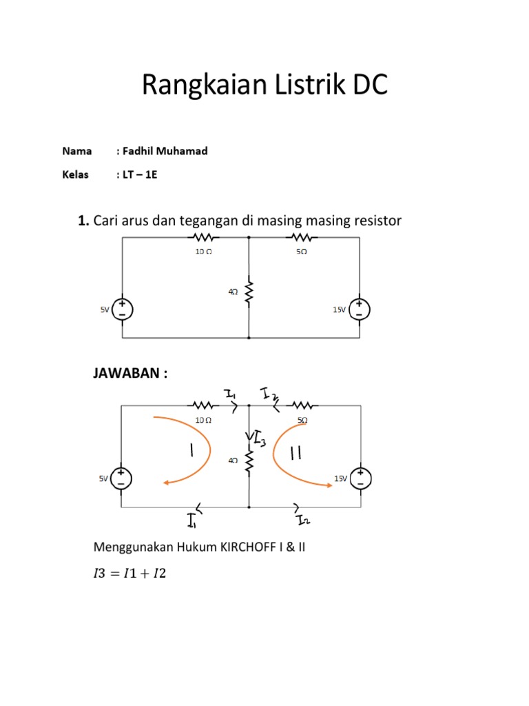 Rangkaian Listrik DC: 1. Cari Arus Dan Tegangan Di Masing Masing ...