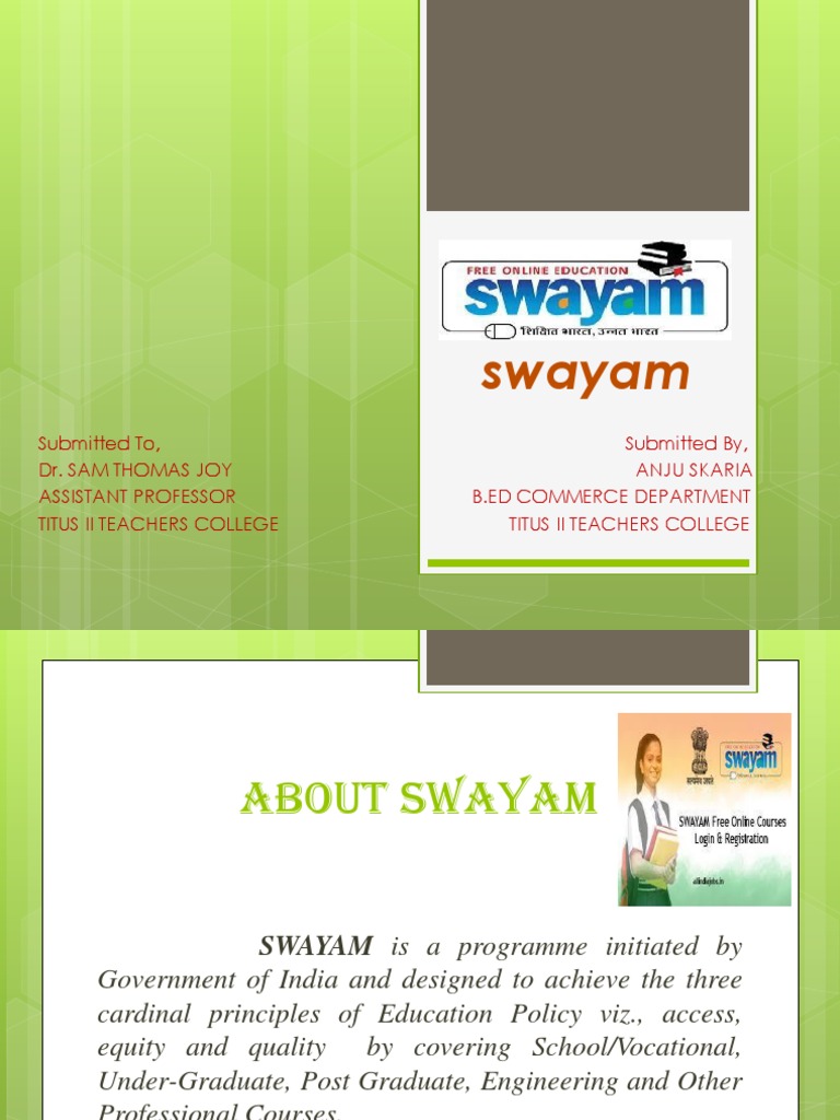 Overview of SWAYAM Online Courses | PDF