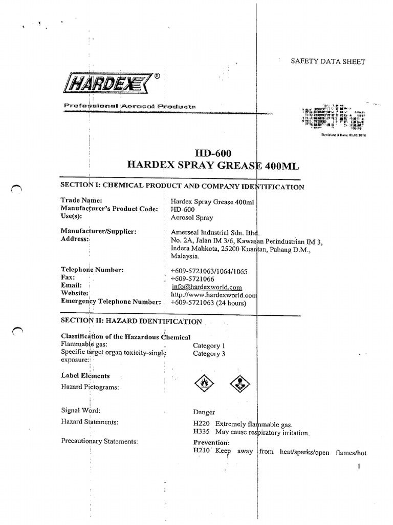 14 - Hardex Spray Grease HD-600 | PDF