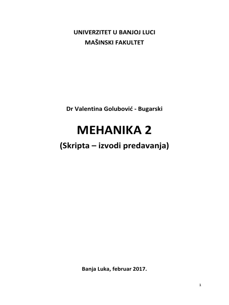 Skripta Mehanika 2 (2016 - 2017) | PDF