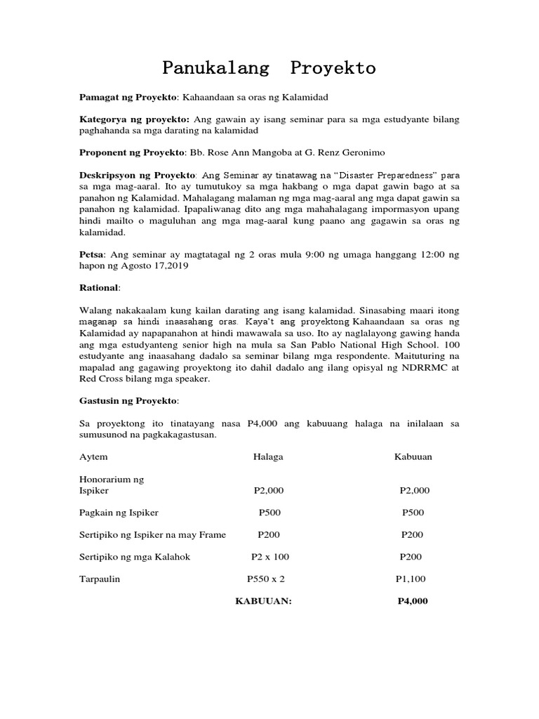Panukalang Proyekto 1 | PDF