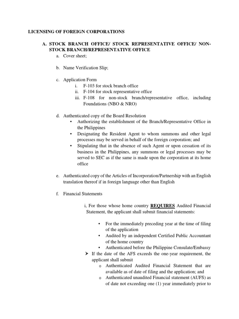 Licensing of Foreign Corporations | PDF | Notary Public | Banks