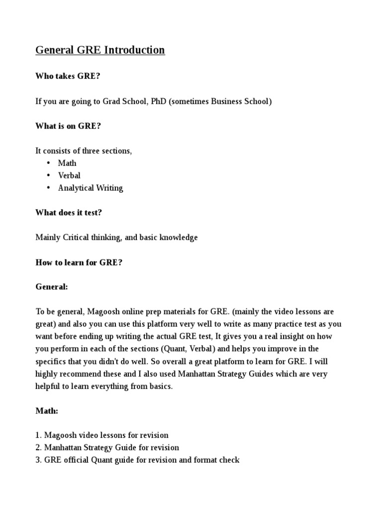 GRE Introduction | PDF | Graduate Record Examinations | Tests
