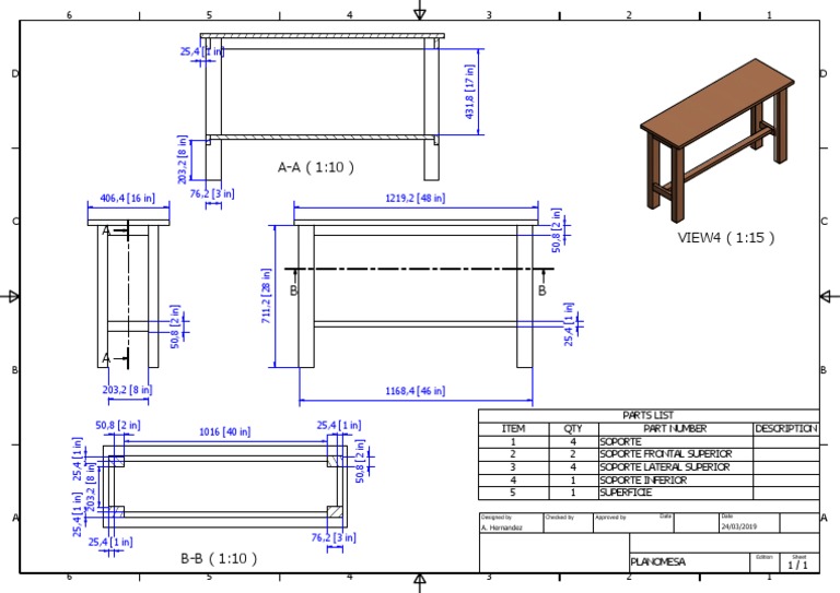 Parts List for Planomesa Assembly | PDF