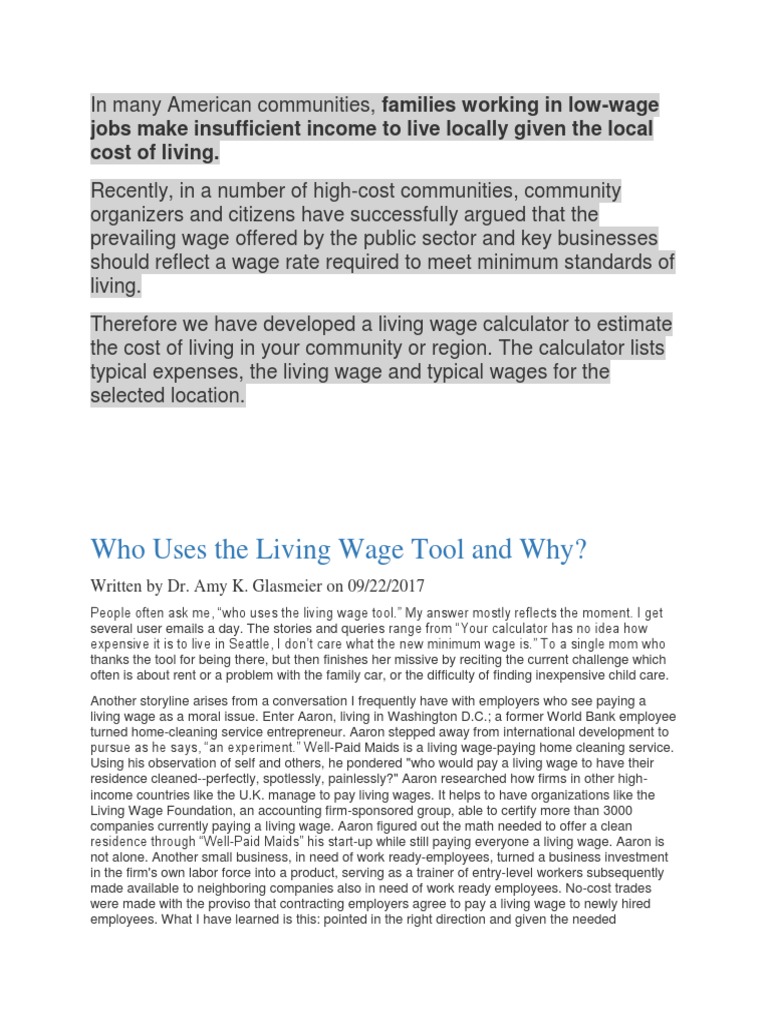 Living Wages - MIT Articles | PDF | Living Wage | Affordable Housing