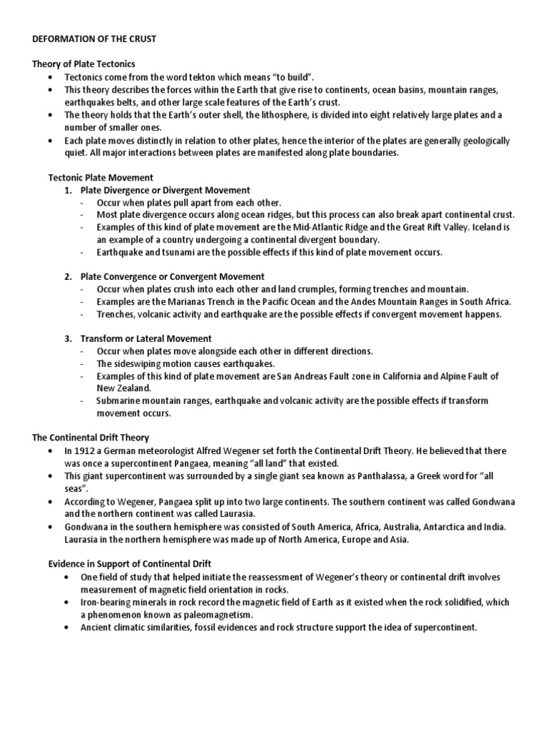 Deformation of The Crust | PDF | Plate Tectonics | Earthquakes
