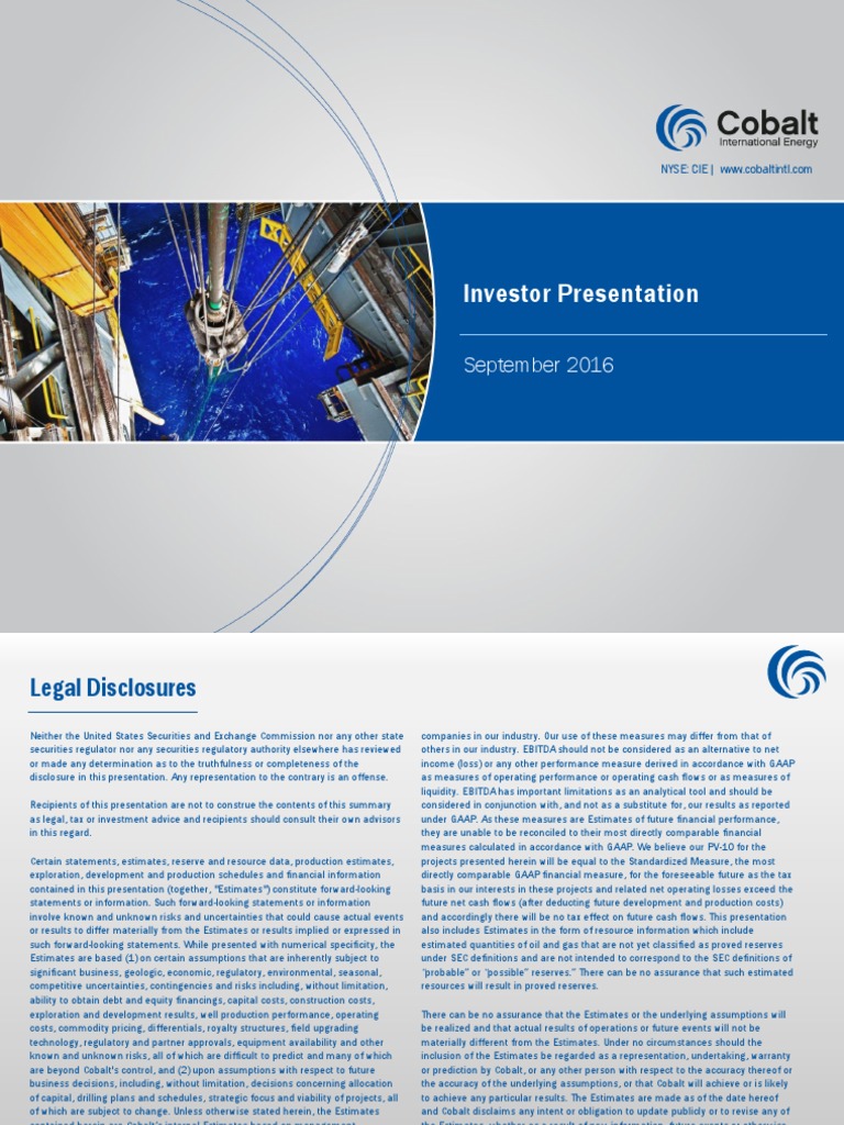 Cobalt International Energy Investor Update | PDF | Earnings Before ...