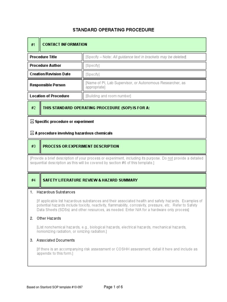 Standard Operating Procedure: Based on Stanford SOP template #10-097 ...