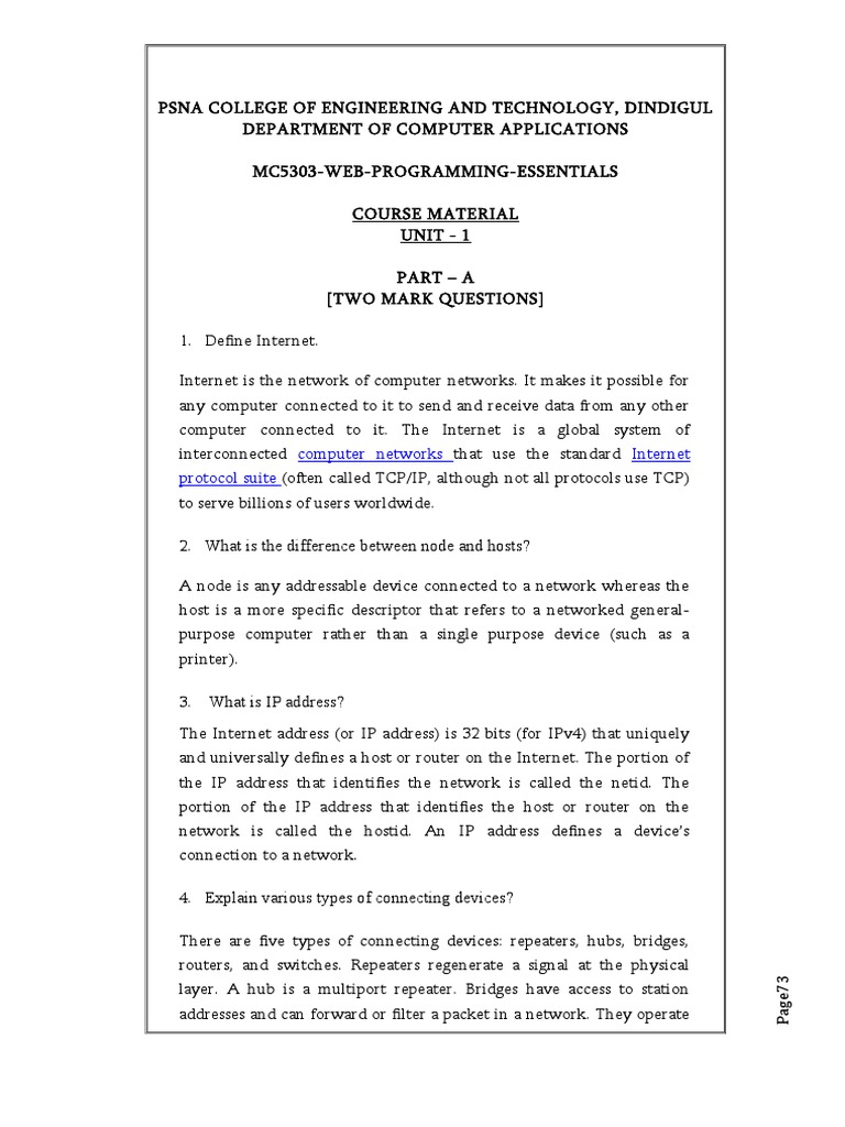 Mc5303-Web-Programming-Essentials-All Units | PDF | Dynamic Web Page | World Wide Web