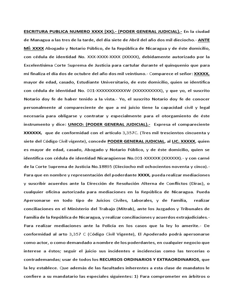 Modelo de Poder General Judicial (Todo El Tiempo) - 1 | PDF | Gobierno ...