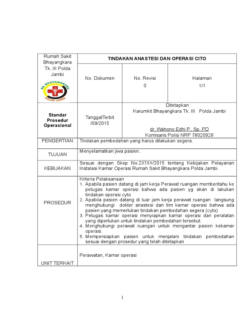Spo Penjadwalan Operasi Cito | PDF