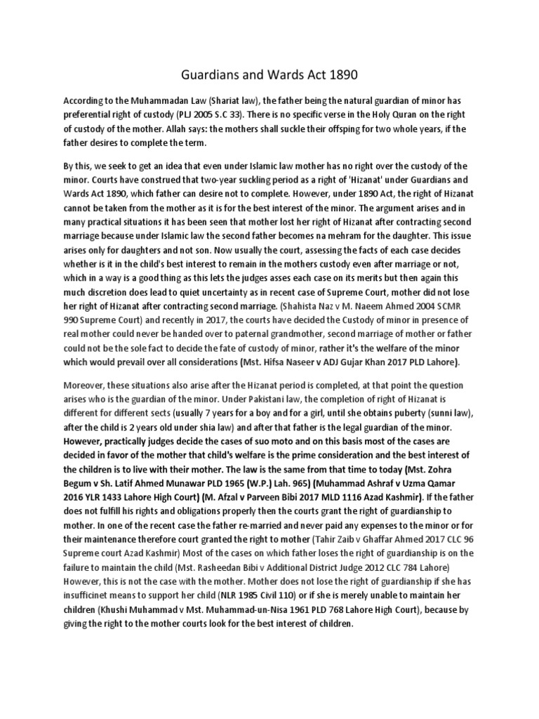 Guardians And Wards Act 1890 Pdf Legal Guardian Child Custody