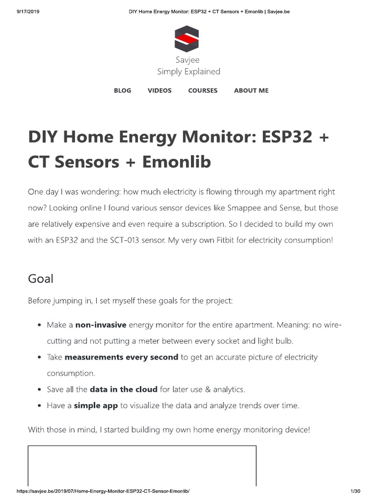 ESP32 + CT Sensors + Emonlib - Savjee - Be | PDF