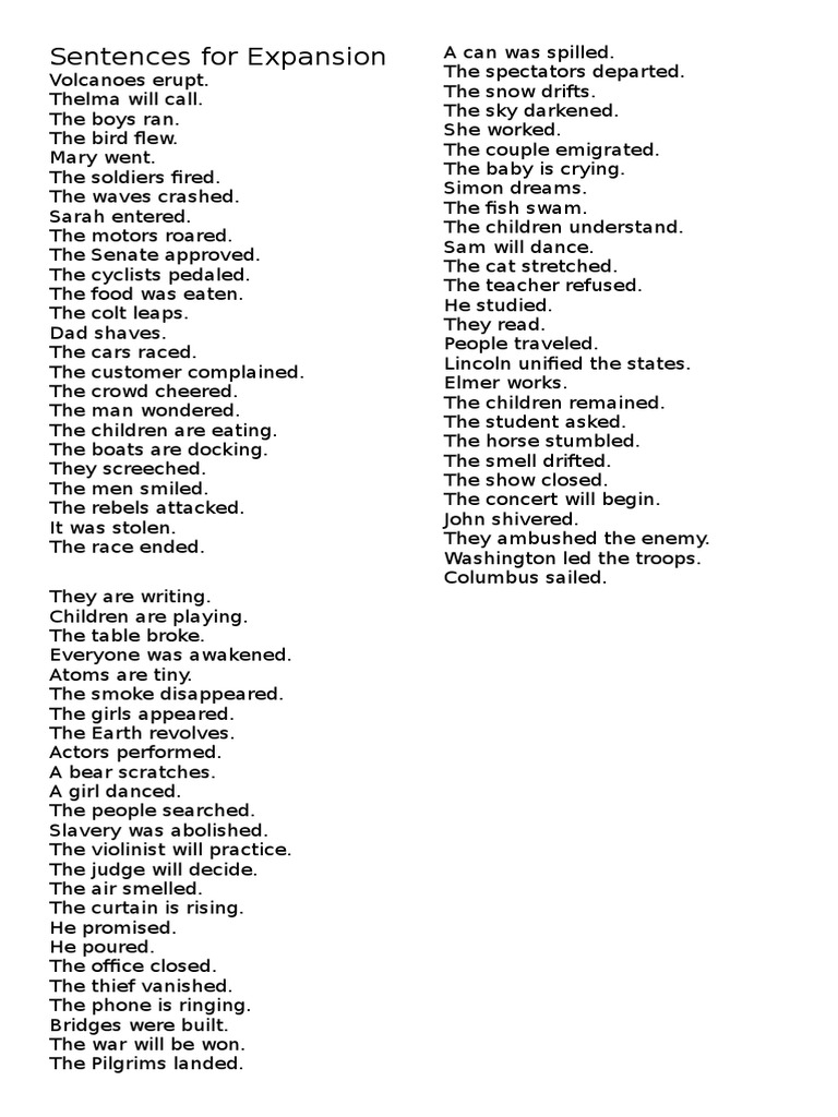 Kernel Sentence Expansion | PDF