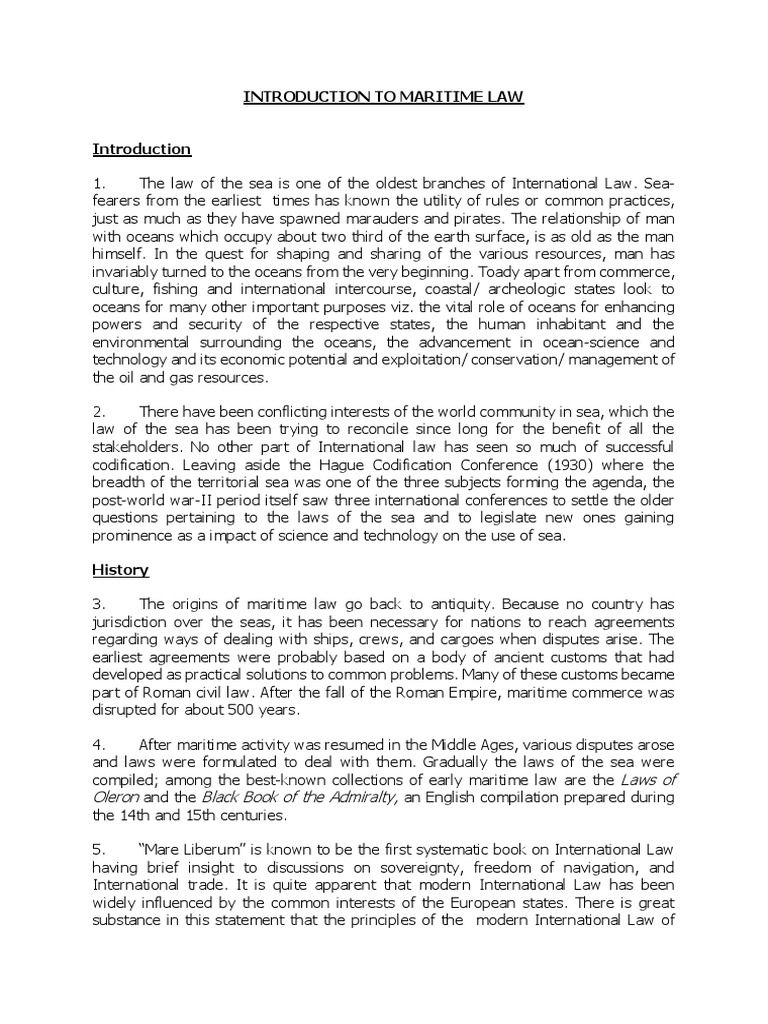 Overview of Maritime Law History | PDF | Admiralty Law | Sea